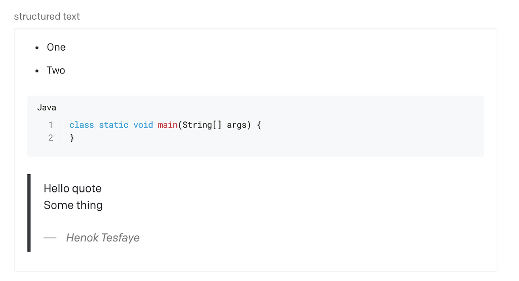 Is there a way to render similar UI to structured text field rendered ...