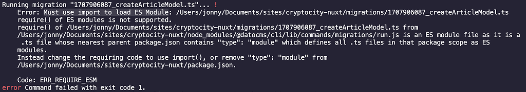 ES module error following migration docs (Nuxt3) - 🆘 Support - DatoCMS community