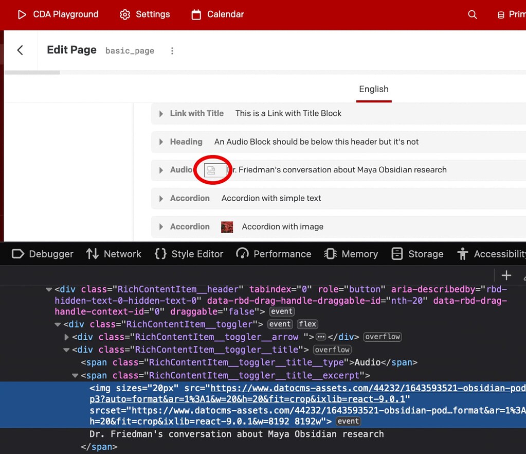 Audio icon looks broken in editor's block preview - 🆘 Support - DatoCMS community