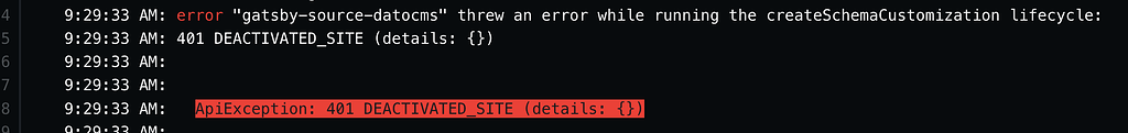 Deactivated site error - 🆘 Support - DatoCMS community